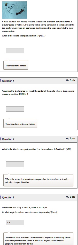 a mass starts at rest when theta 0 and slides down a smooth bar which ...