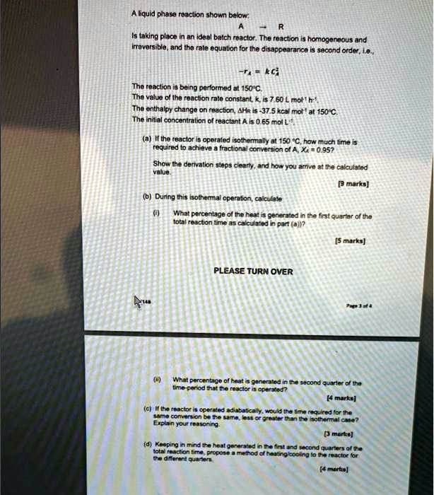 A liquid phase reaction shown below: A ? R Is taking place in an ideal batch reactor. The ...