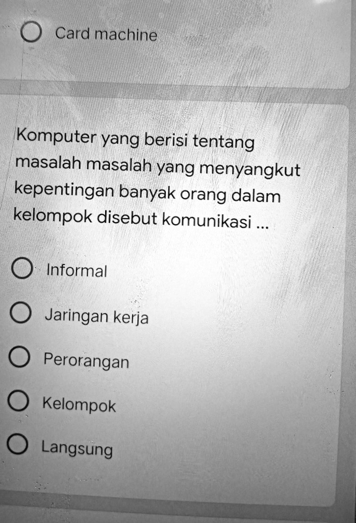 tolong yhhhhhhhhhhhhhh card machine ikomputer yang berisi tentang masalah masalah yang ...