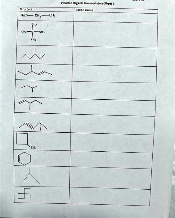 SOLVED: Texts: Structure HỌC— CH, CH, CH3, CH3 -C-CH3, 5 CH3, u CH₂ Practice Organic ...