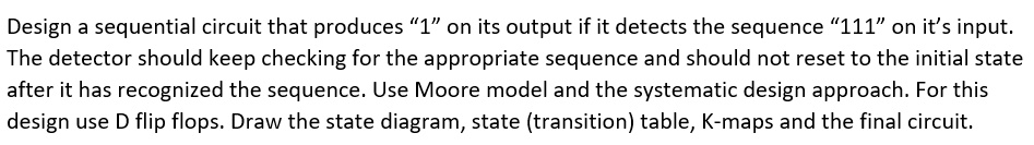 Solved Design A Sequential Circuit That Produces 1 On Its Output If 6427
