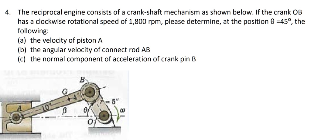 4. The reciprocal engine consists of a crank-shaft mechanism as shown ...
