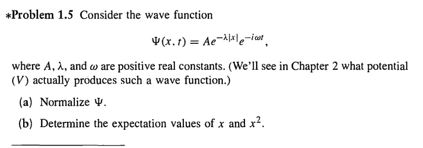 *Problem 1.5 Consider the wave function Psi(x,t)
