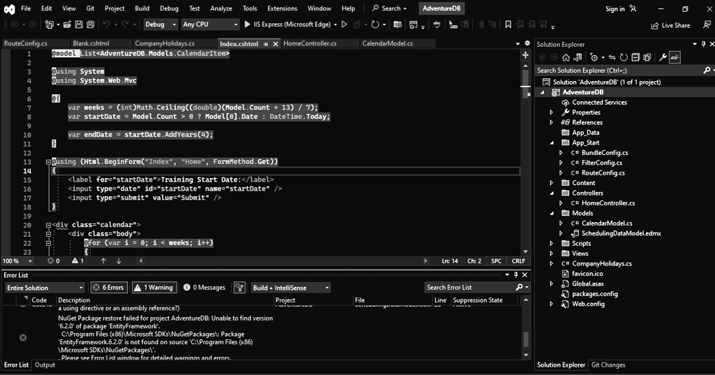 Solved Texts Aspnet Mvc Vs 2019 Can You Please Help Me With This Error File Edit View Git