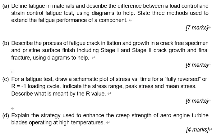 SOLVED: (a) Define fatigue in materials and describe the difference ...