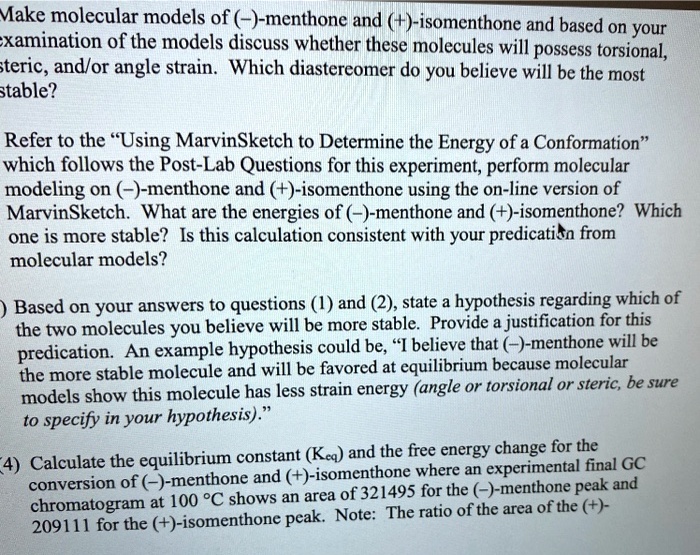 SOLVED: Make molecular models of ( )-menthone and (+)-isomenthone and ...