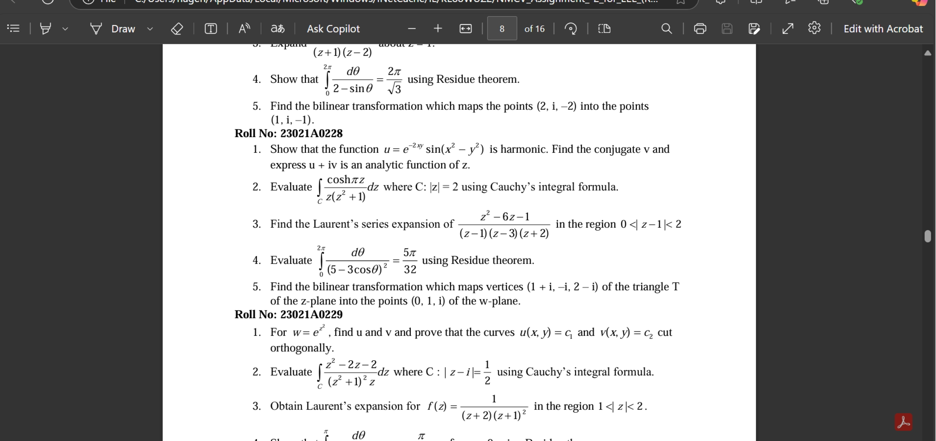 draw ask copilot 8 of 16 edit with acrobat 4 show that int02 pi fracd theta2 sin thetafrac2 ...