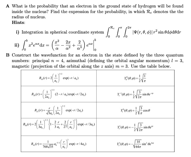 SOLVED: What is the probability that an electron in the ground state of ...