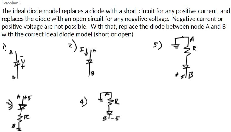 Problem 2 The ideal diode model replaces a diode with a short circuit ...