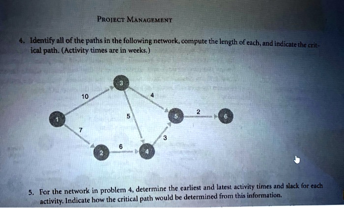 proiect management identify all of the paths in the following network compute the length of ...