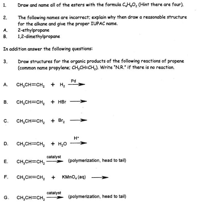 SOLVED: Draw and name all of the esters with the formula C2H4O2 (Hint: there are four). The ...