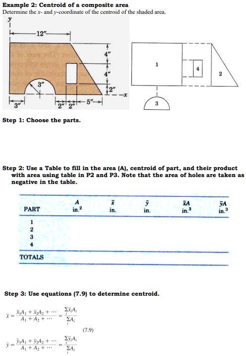 SOLVED: Example 2: Centroid of a Composite Area Determine the x and y ...