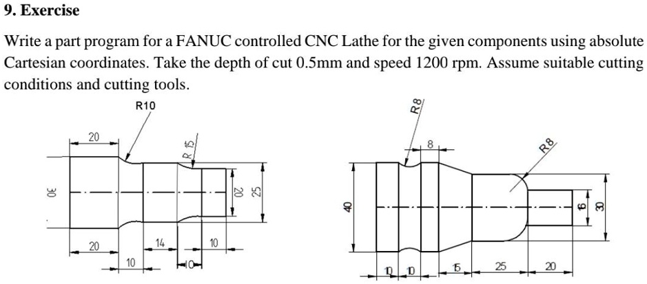 Write A Part Program For A Fanuc Controlled Cnc Lathe For The Given