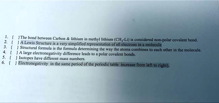 SOLVED: 1.4 The bond between Carbon lithium in methyl lithium CH-Li is ...