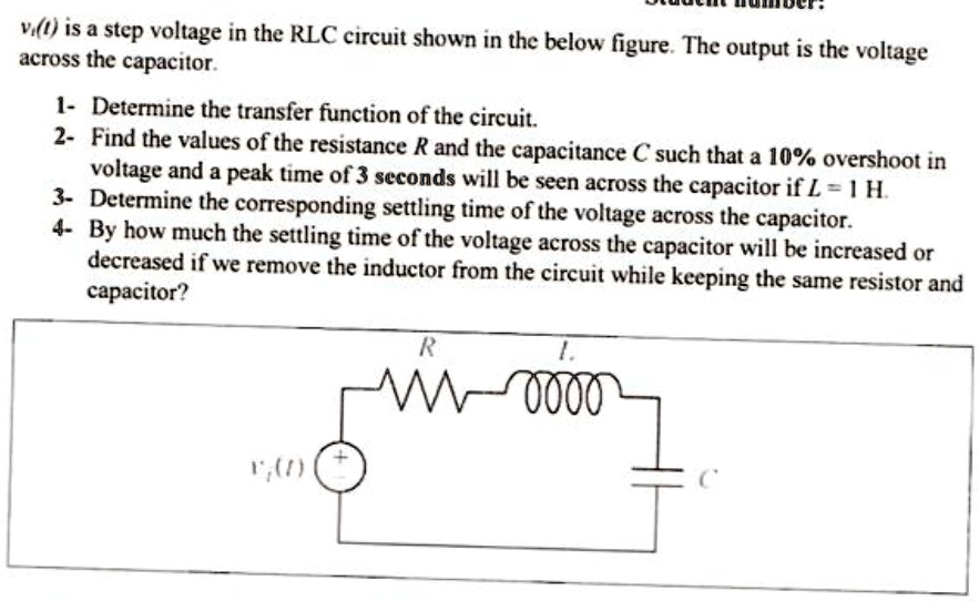 v(t) is a step voltage in the RLC circuit shown in the below figure ...