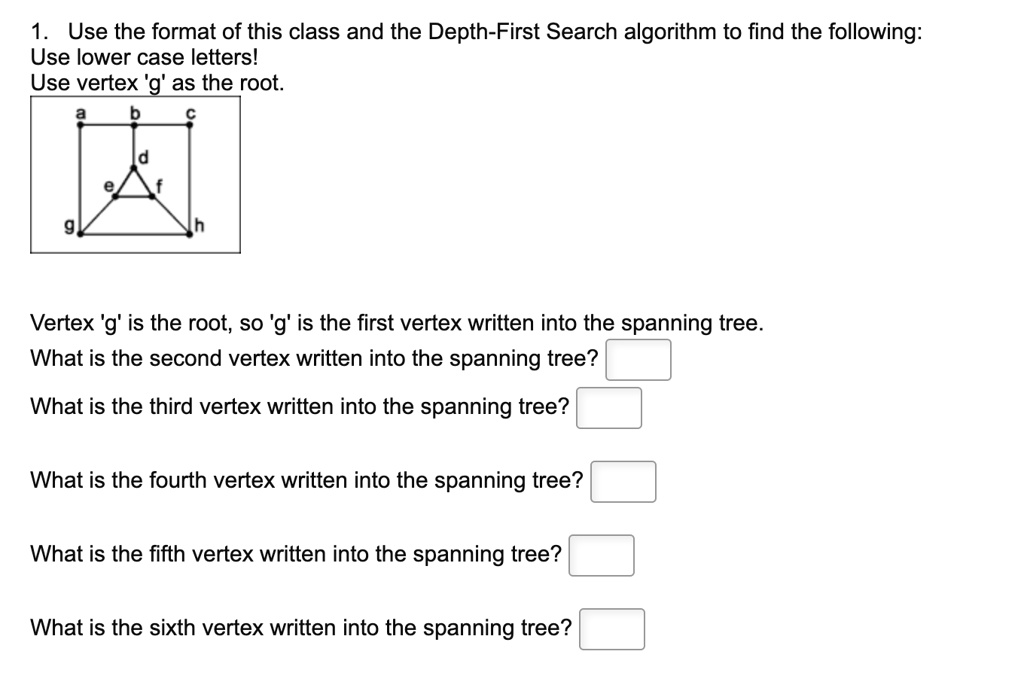 Solved Discrete Math Graph Theory 1 Use The Format Of This Class And The Depth First Search