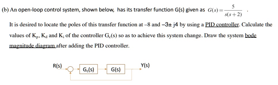 Solved 5 B An Open Loop Control System Shown Below Has Its Transfer Function Gs Given As