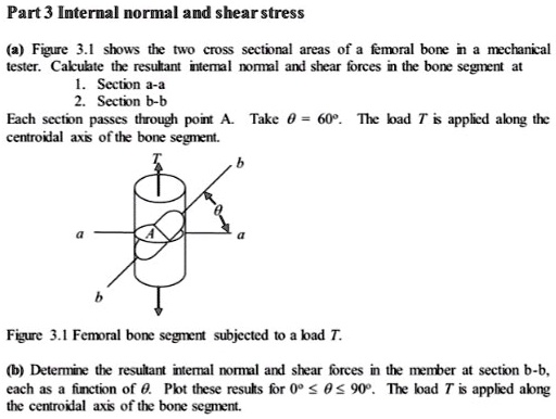SOLVED: Part 3: Internal normal and shear stress Figure 3.1 shows the ...