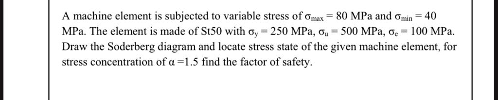A machine element is subjected to variable stress of σmax = 80 MPa and ...