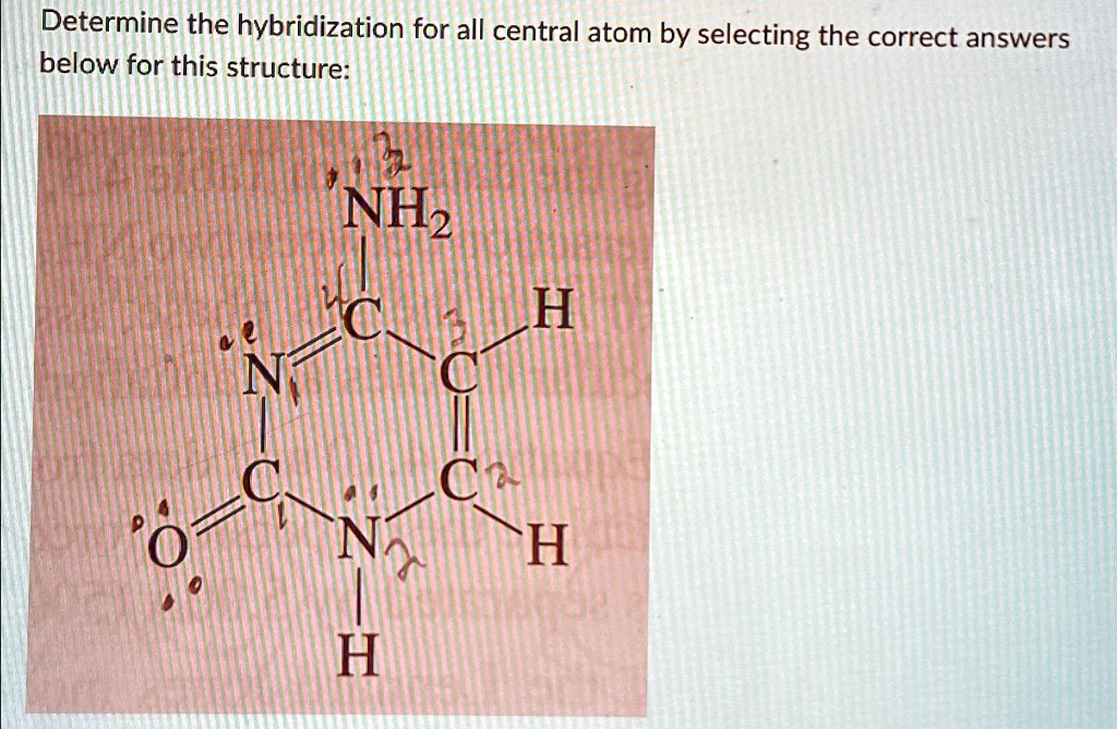 Determine the hybridization for all central atom by...