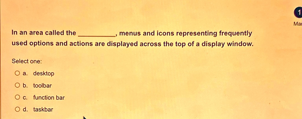 SOLVED: In an area called the menus and icons representing frequently ...