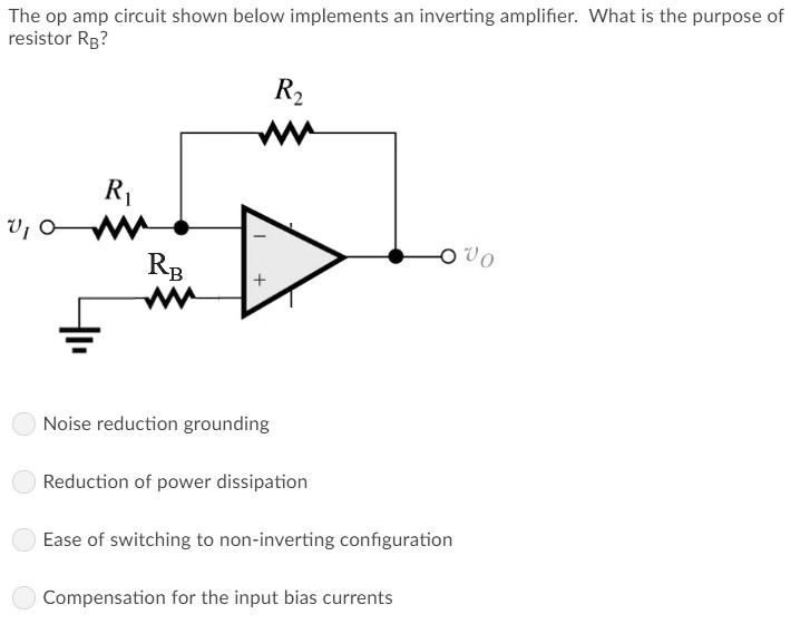 SOLVED: The op amp circuit shown below implements an inverting ...