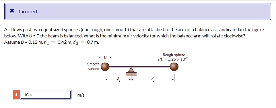 SOLVED: Incorrect: Airflows past two equal sized spheres (one rough ...