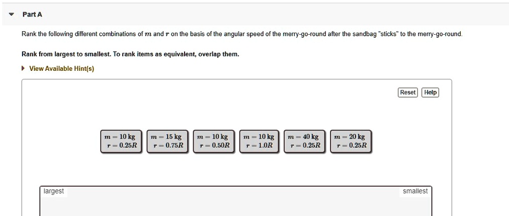 SOLVED: Rank the following different combinations of mass and angular speed of the merry-go ...