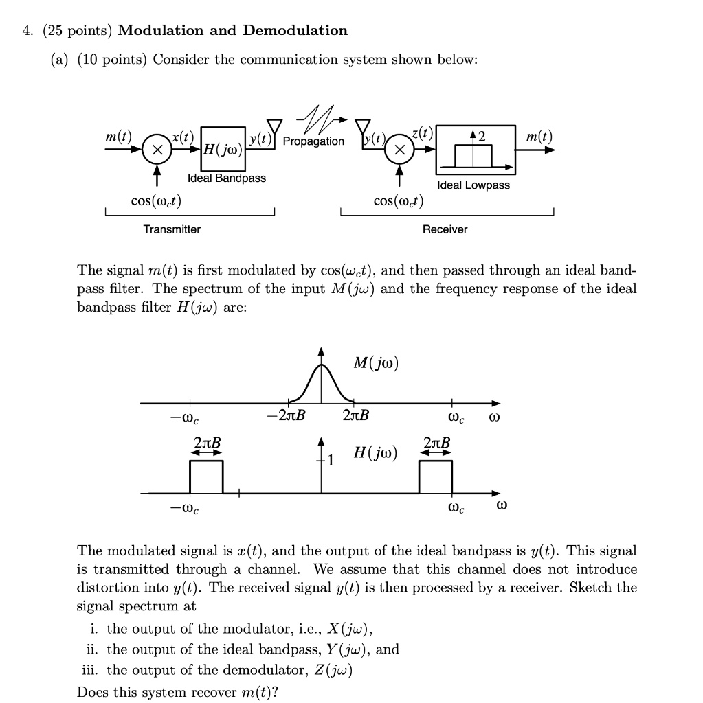 4. (25 points) Modulation and Demodulation (a) (10 points) Consider the ...