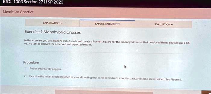 BIOL 1003 Section 2711 SP 2023 Mendelian...