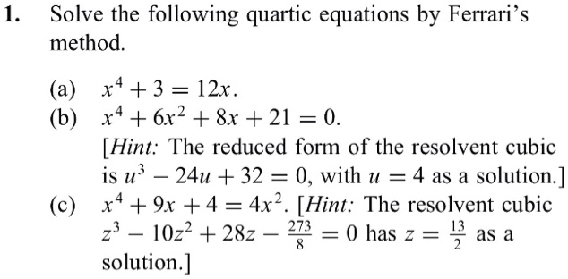 Quartic Equation Solution