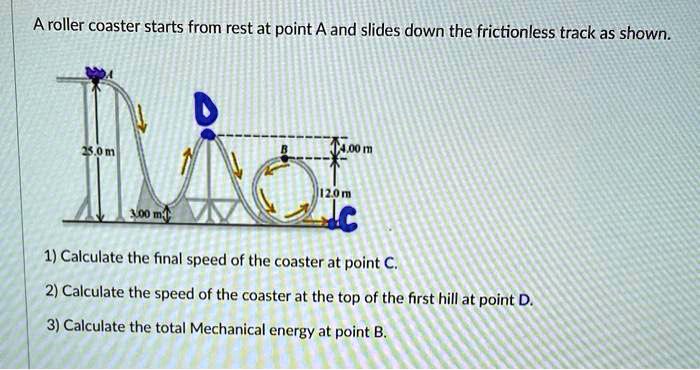A roller coaster starts from rest at point A and slides down the ...