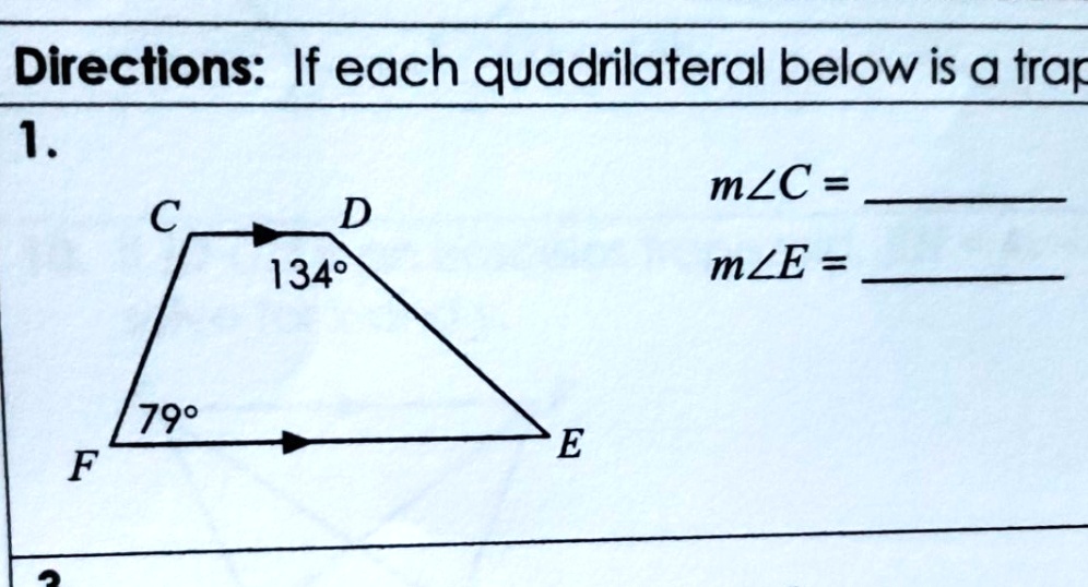 SOLVED: 'if the quadrilateral below is a trapezoid, find the missing ... SOLVED: 'if the quadrilateral below is a trapezoid, find the missing ...