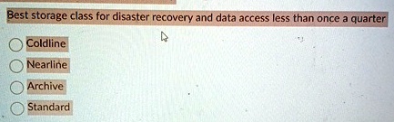 SOLVED: Best storage class for disaster recovery and data access less ...