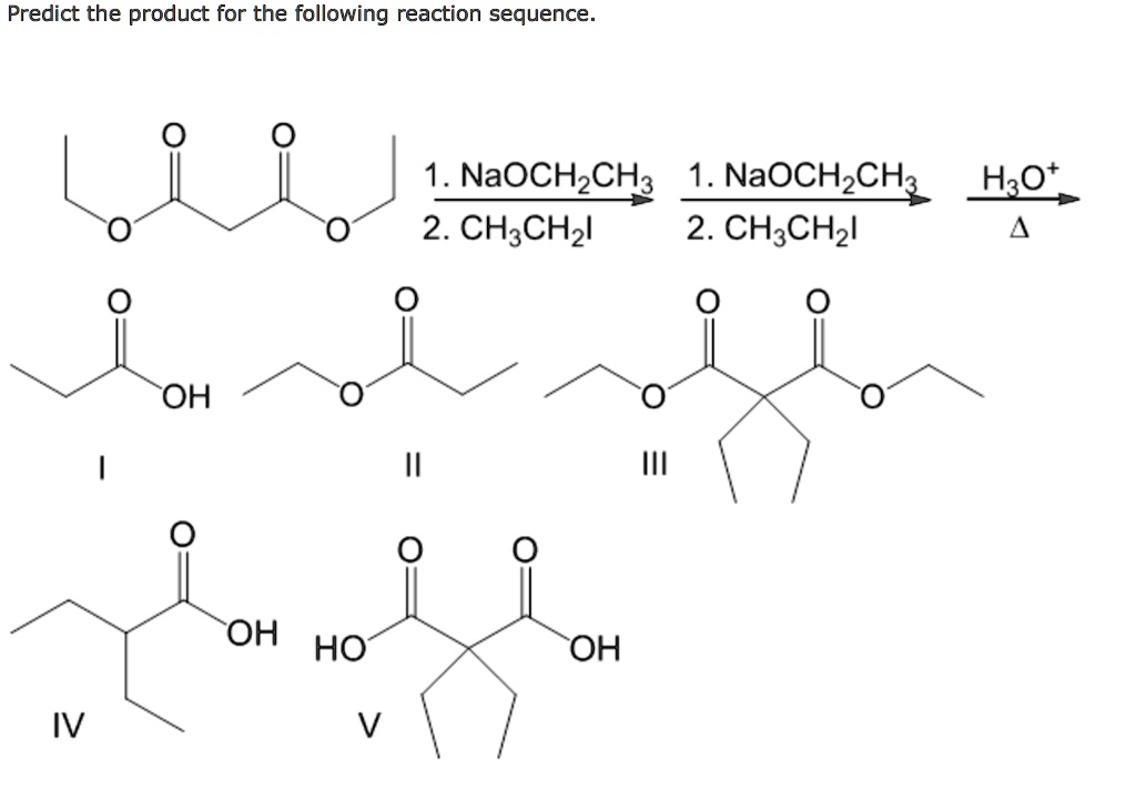 predict the product for the following reaction sequence 1 naochzch 1 naochzch 2 ch3chzl 2 ...
