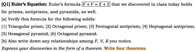 q1 euler8 equation eulers formula fveethat we discovered in class today ...