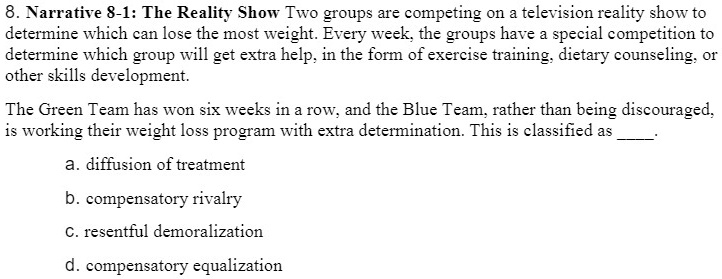 SOLVED: 'Narrative 8-1: The Reality Show Two groups are competing 0n ...