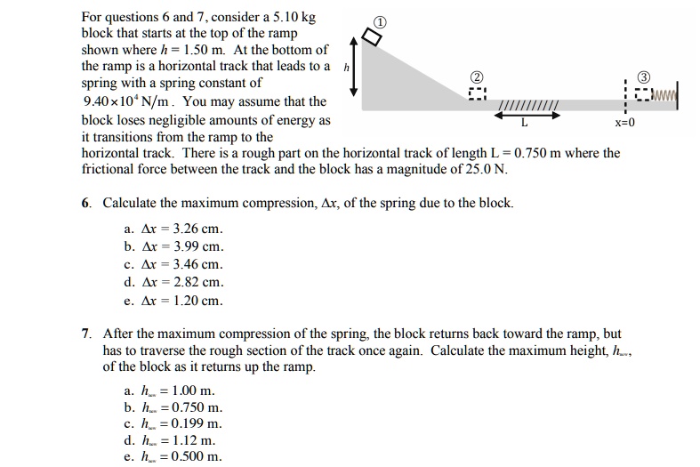 SOLVED: For questions and 7 consider 5.10 kg block that starts at the ...