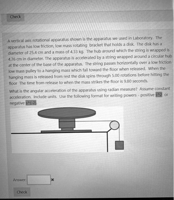SOLVED: Check axis rotational apparatus shown is the apparatus we used ...