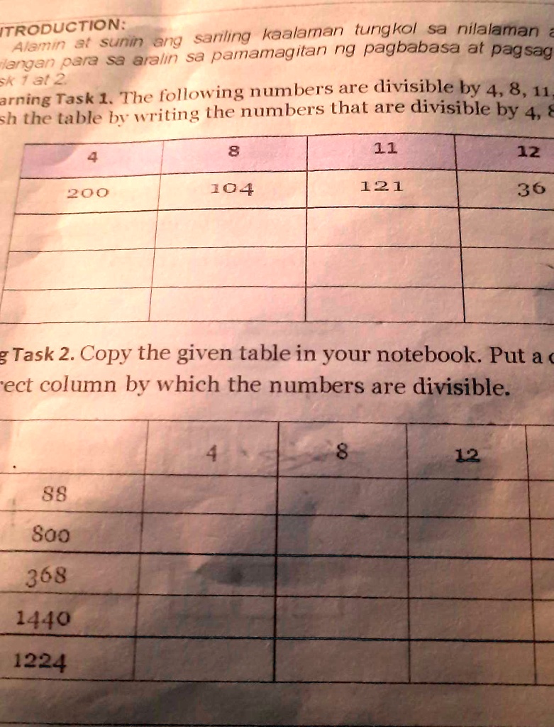SOLVED: What is the answer? Please. Introduction: Sanling kaalaman tungkol sa nilalaman Aralin 4 ...