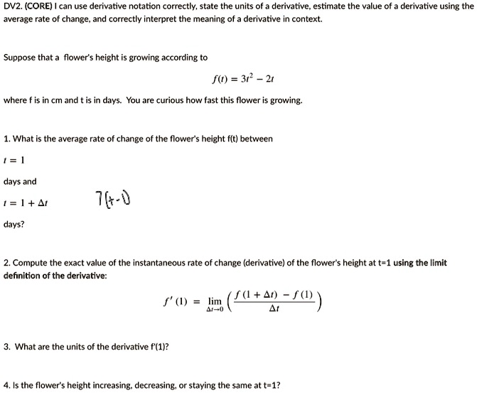 Solved Dv2 Core Can Use Derivative Notation Correctly State The