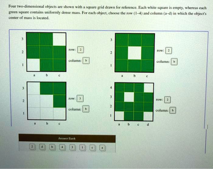 four wo dimensiaal objects je shown with square grid drawn for ...