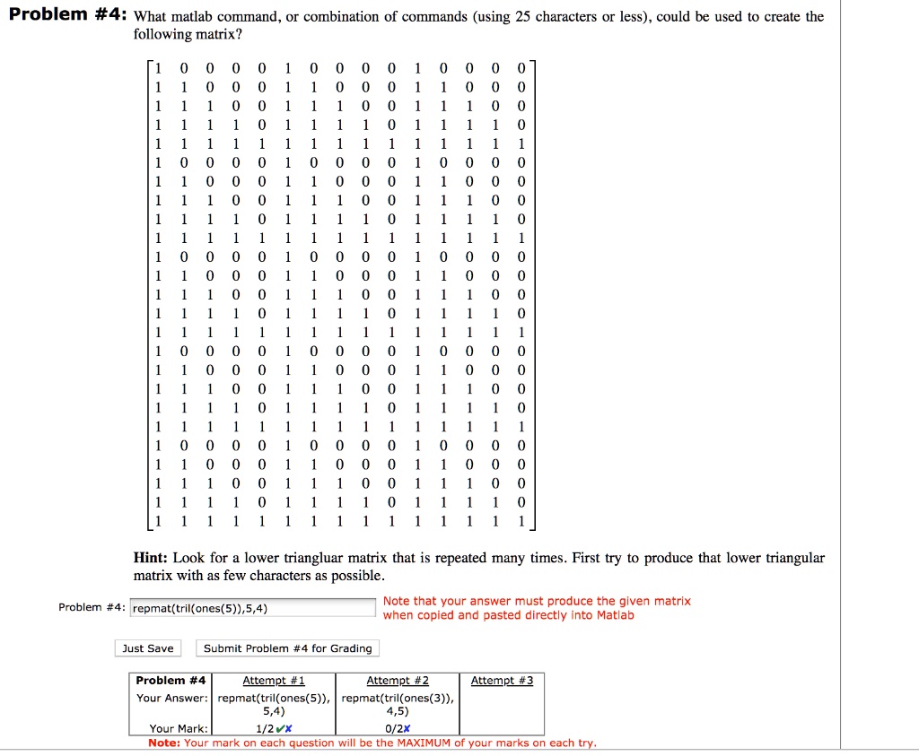 Solved Problem 4 What Matlab Command Or Combination Of Commands