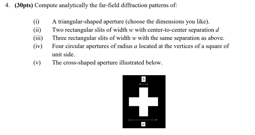 Solved 4 30pts Compute Analytically The Far Field Diffraction Patterns Of I Ii Iii