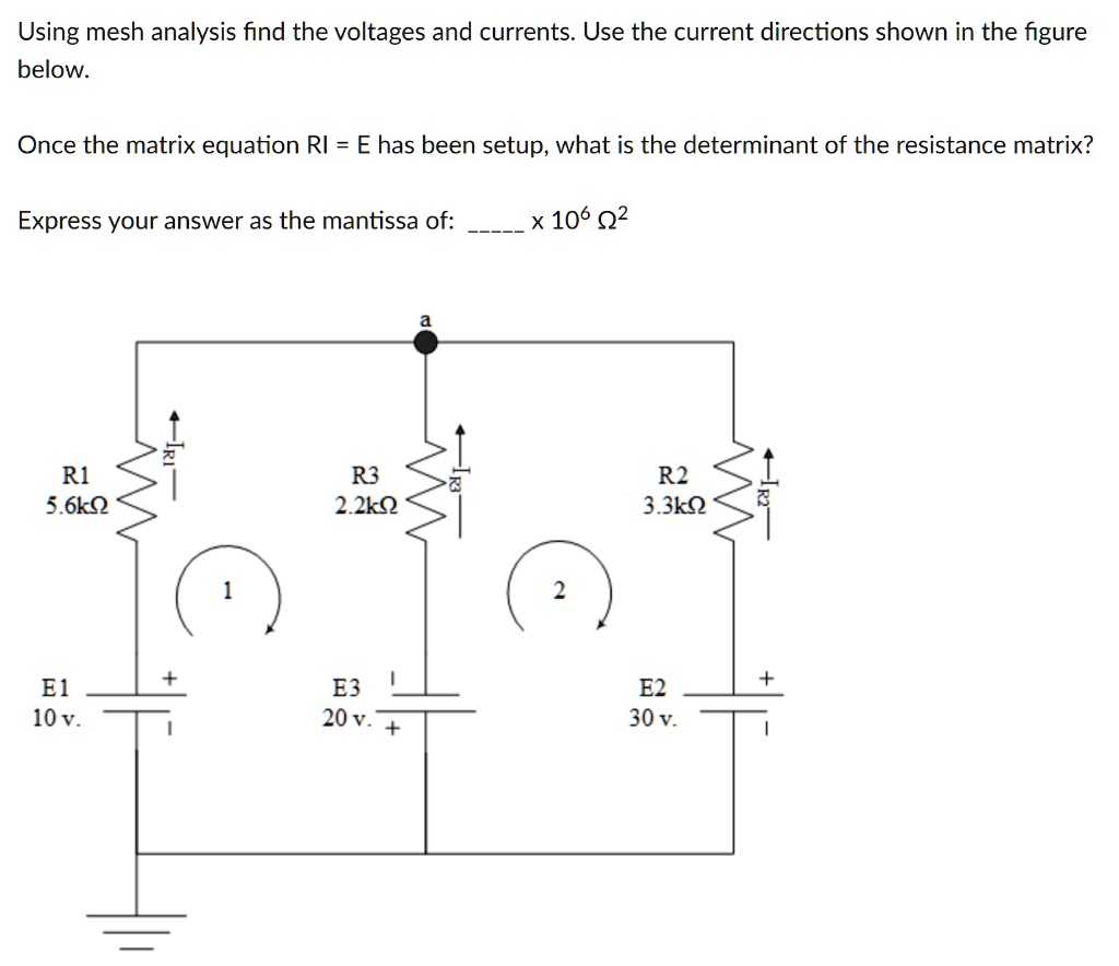 SOLVED: Using mesh analysis find the voltages and currents Use the current directions shown in ...