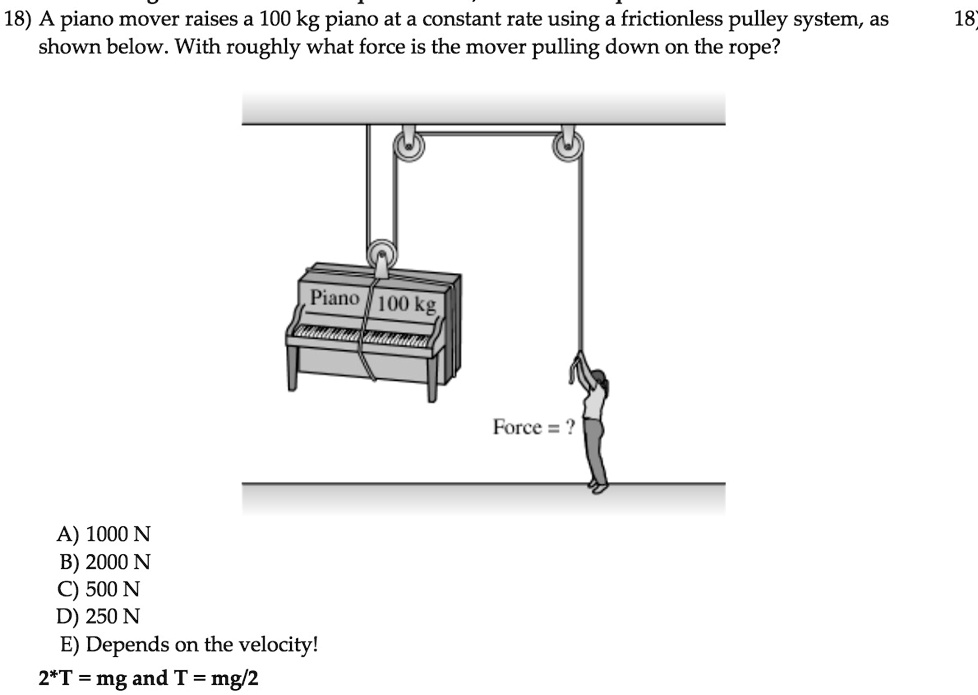 18) A piano mover raises a 100 kg piano at a constant rate using a ...