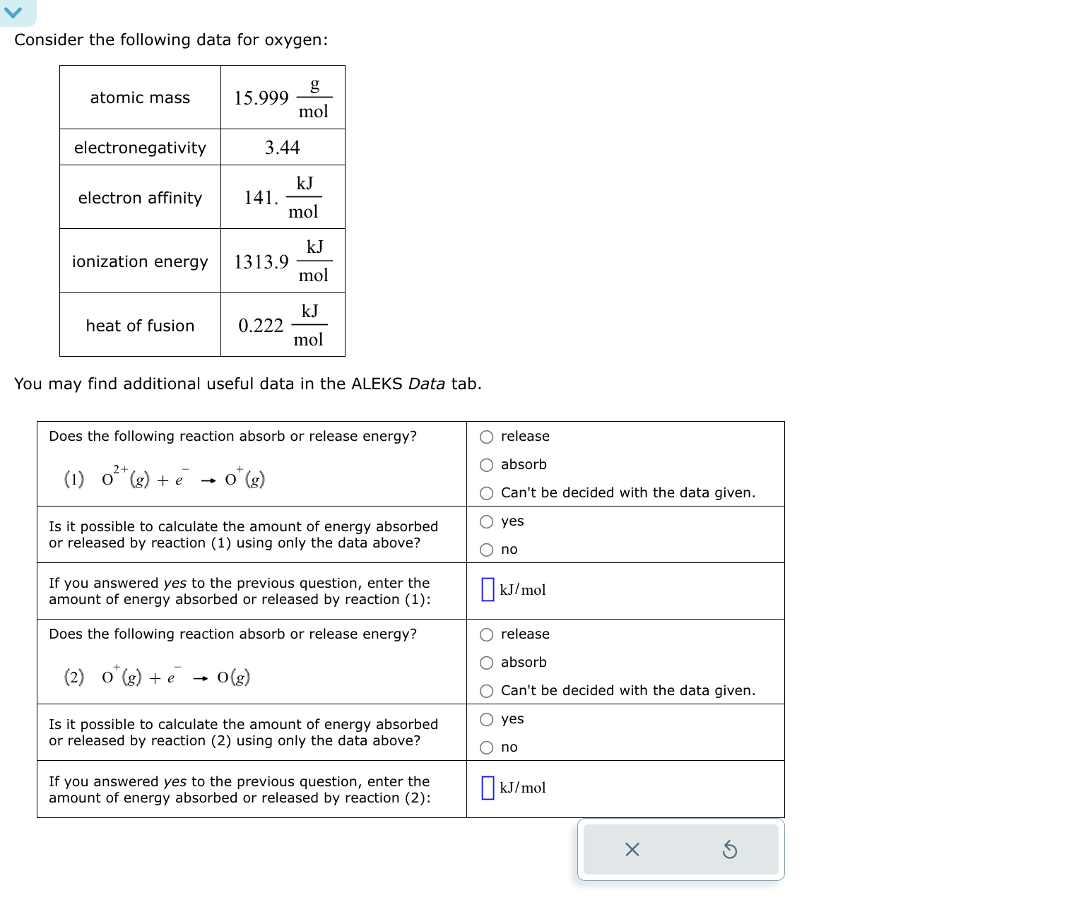 consider the following data for oxygen begintabularcc hline atomic mass 15999 ...