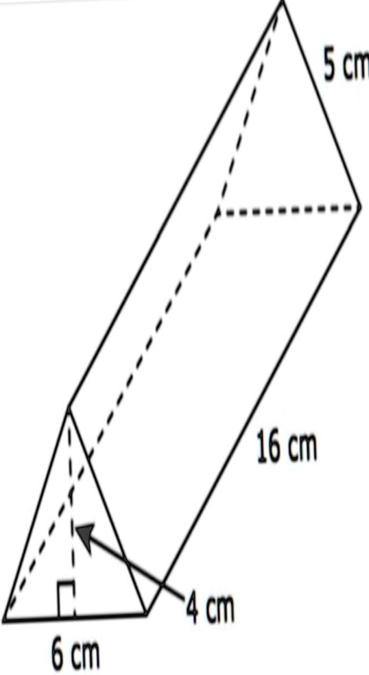 SOLVED: 'The dimensions of a triangular prism are shown in the diagram. What is the volume of ...