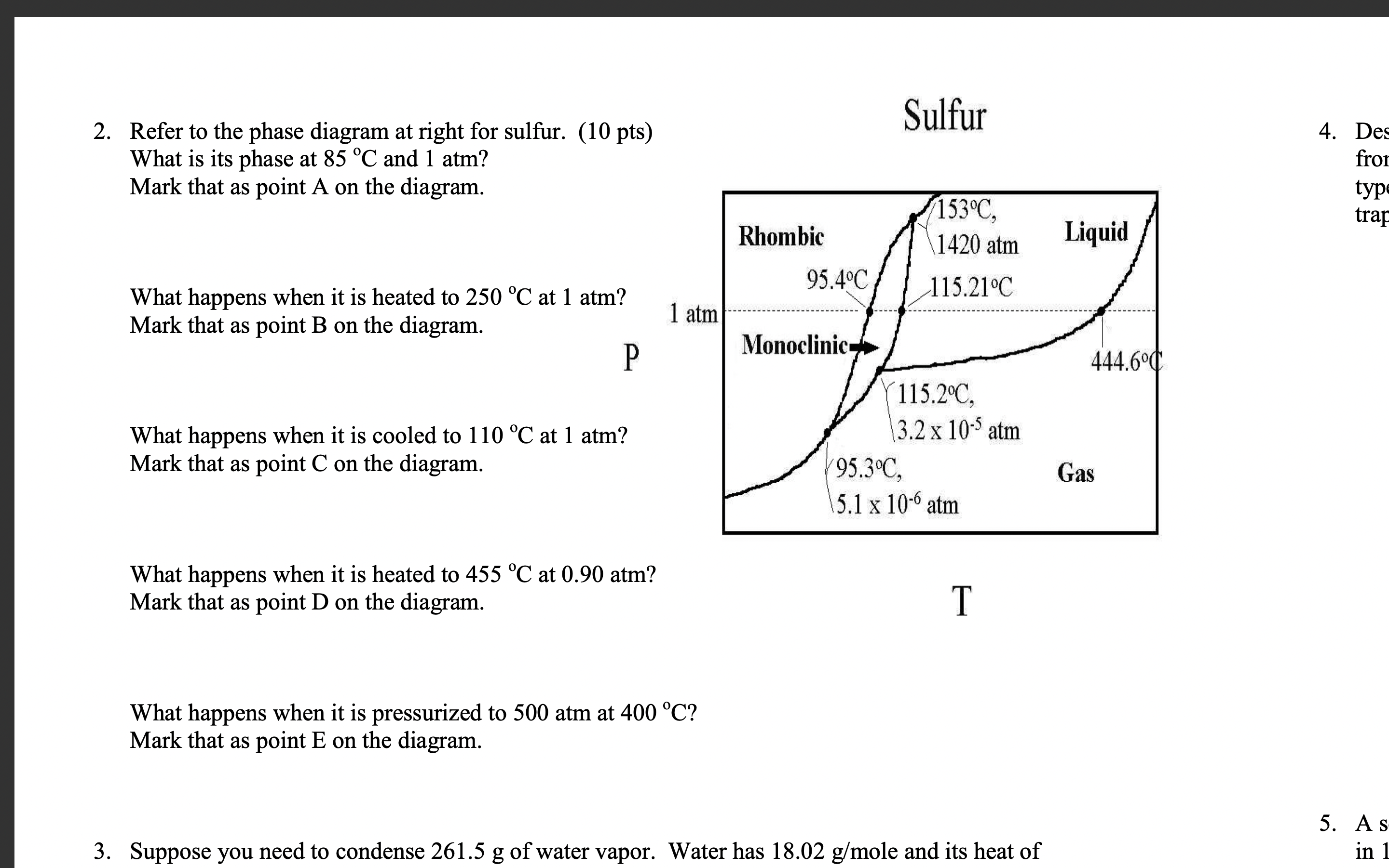 SOLVED: 2. Refer to the phase diagram at right for sulfur. (10 pts ...