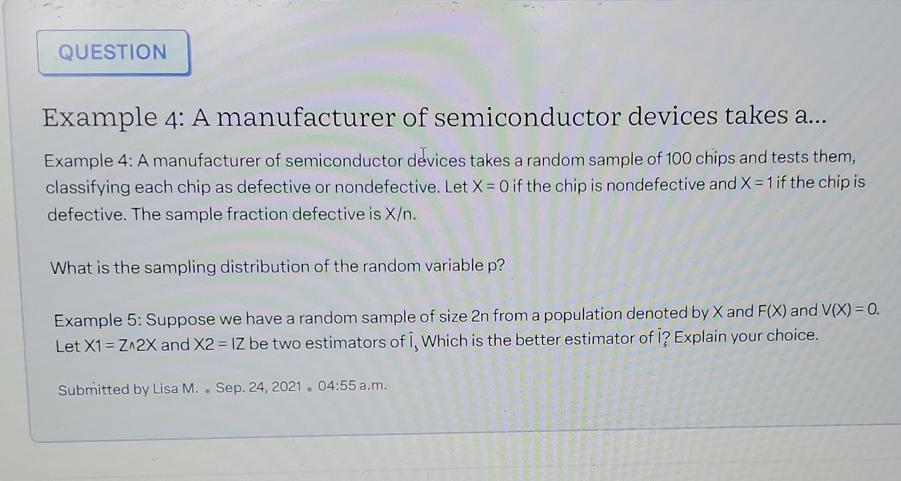 question example 4 a manufacturer of semiconductor devices takes a ...